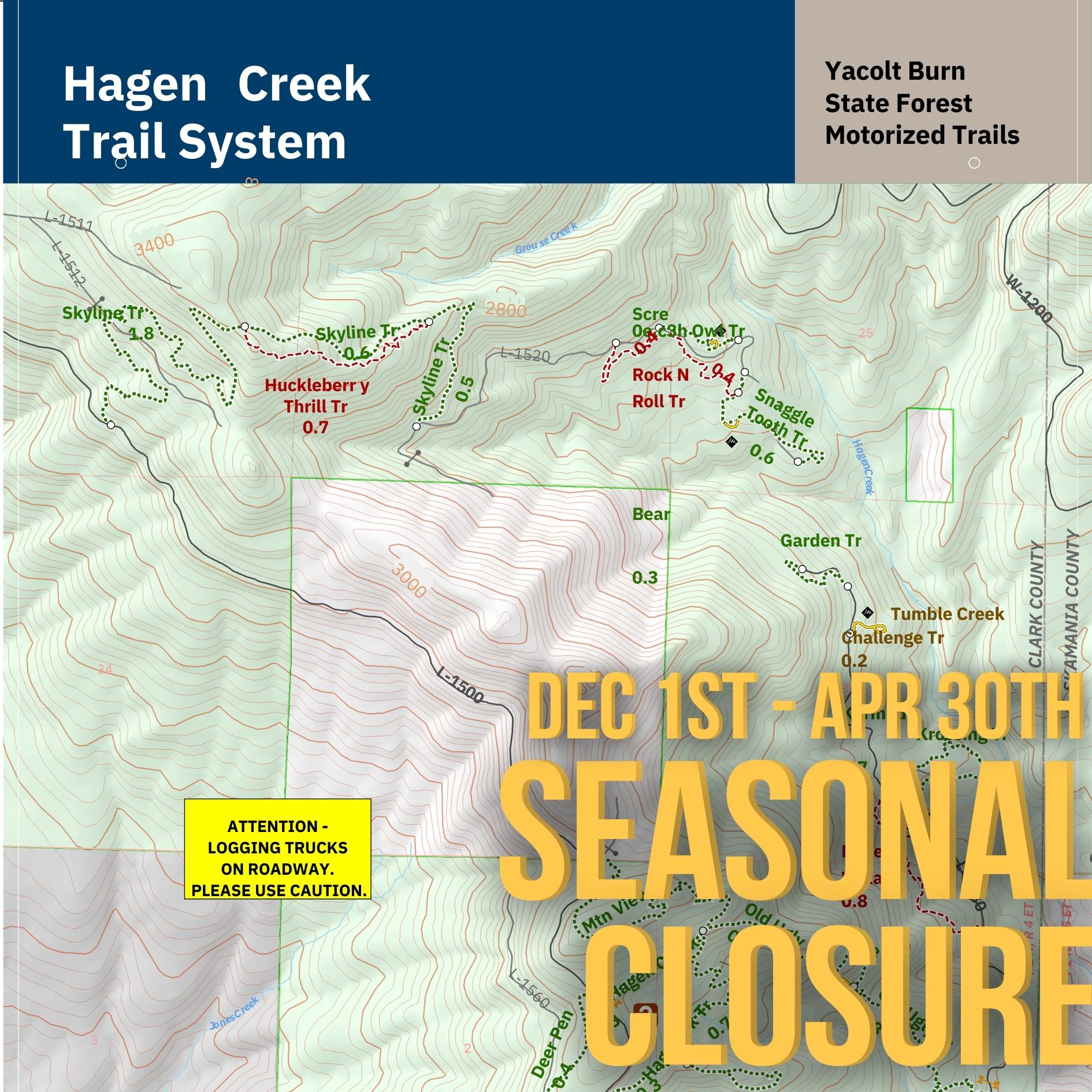 Seasonal Closure – Hagen Creek Trail System – Piston's Wild